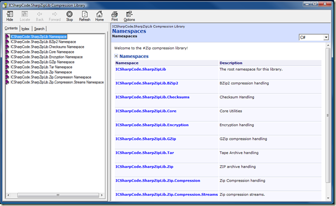 Under The Stairs: ICSharpCode’s SharpZipLib’s Help File